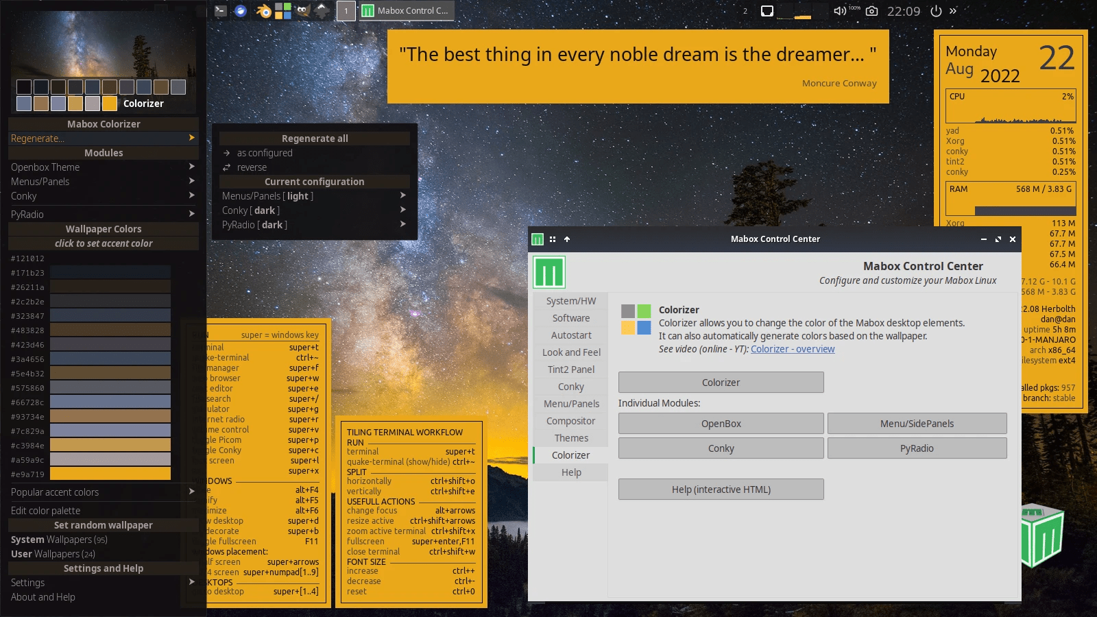A portrait of Mabox Linux: Manjaro × Openbox 3 × Tint 2 × Conky 1 = colorful and fast | AllInfo